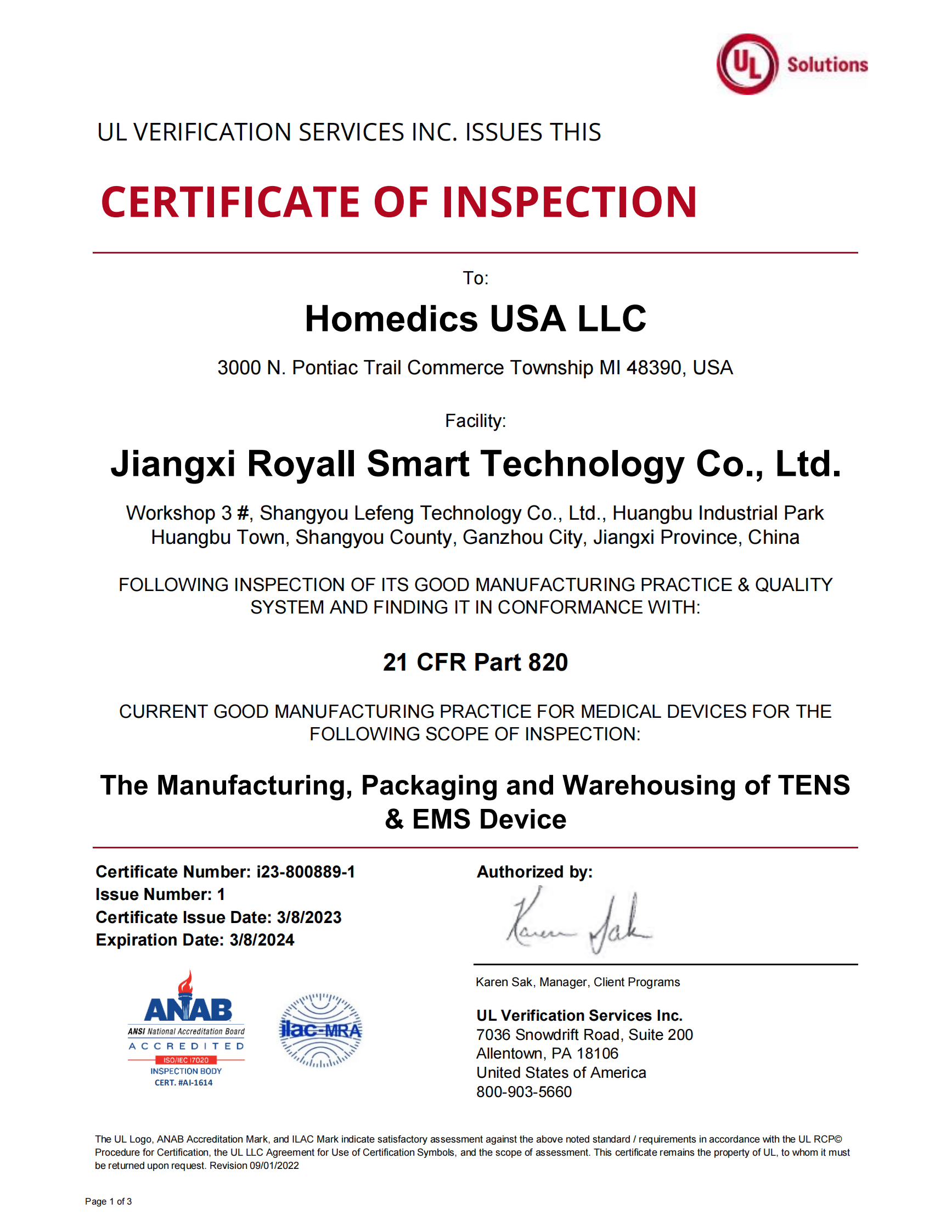 Certificate – Royall